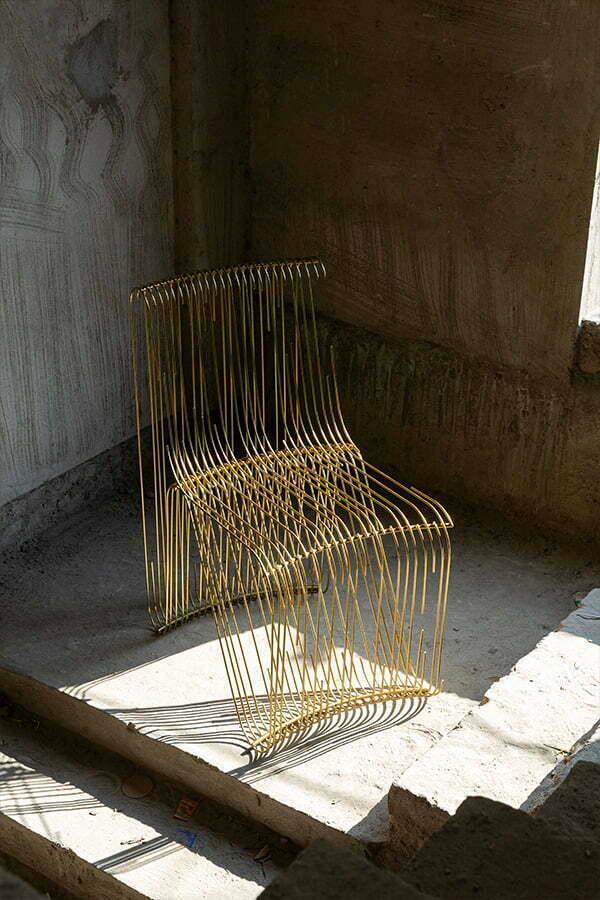 Glitch Chair | Luxury Handcrafted Designer Gold Finish Armchair – Nama Home